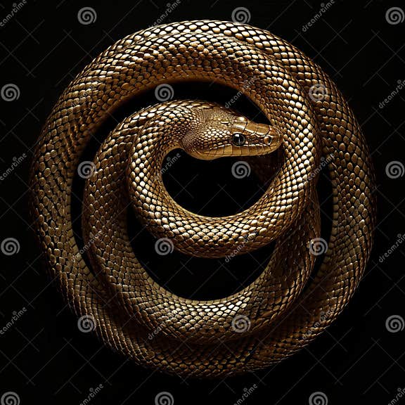 A Snake Coiled Up in a Circle Stock Illustration - Illustration of ...