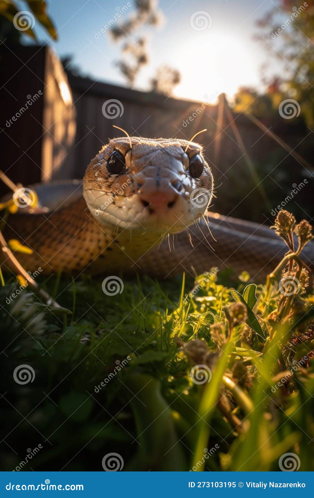 The Snake Crawled Into The Courtyard Of A Residential Building. AI ...