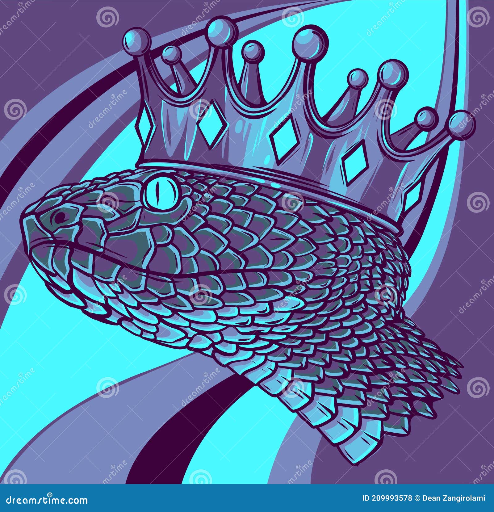 Snake Crown Colored Background Design Vector Illustration Stock Vector ...