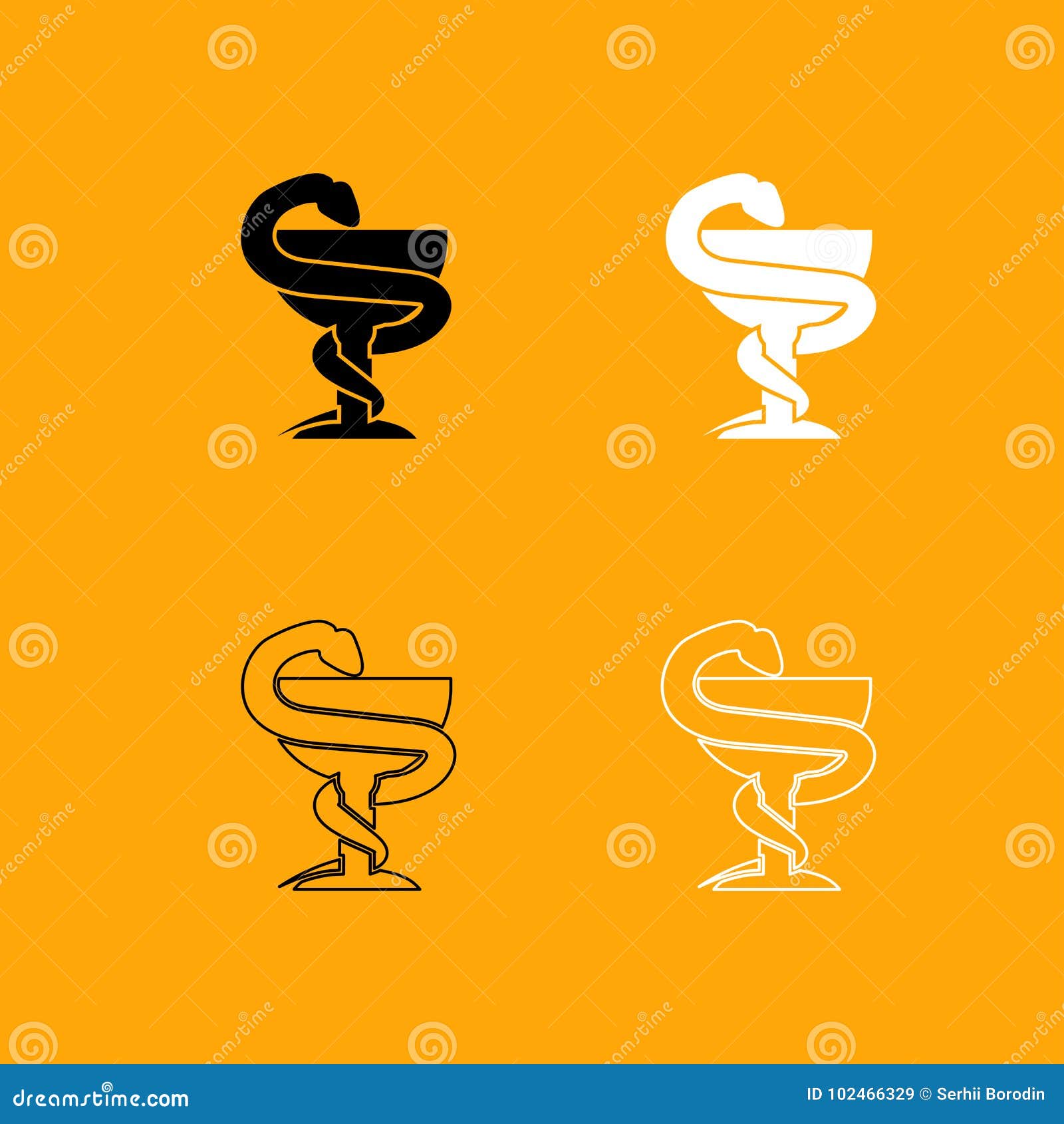Snake and Cup Black and White Set Icon. Stock Vector - Illustration of ...