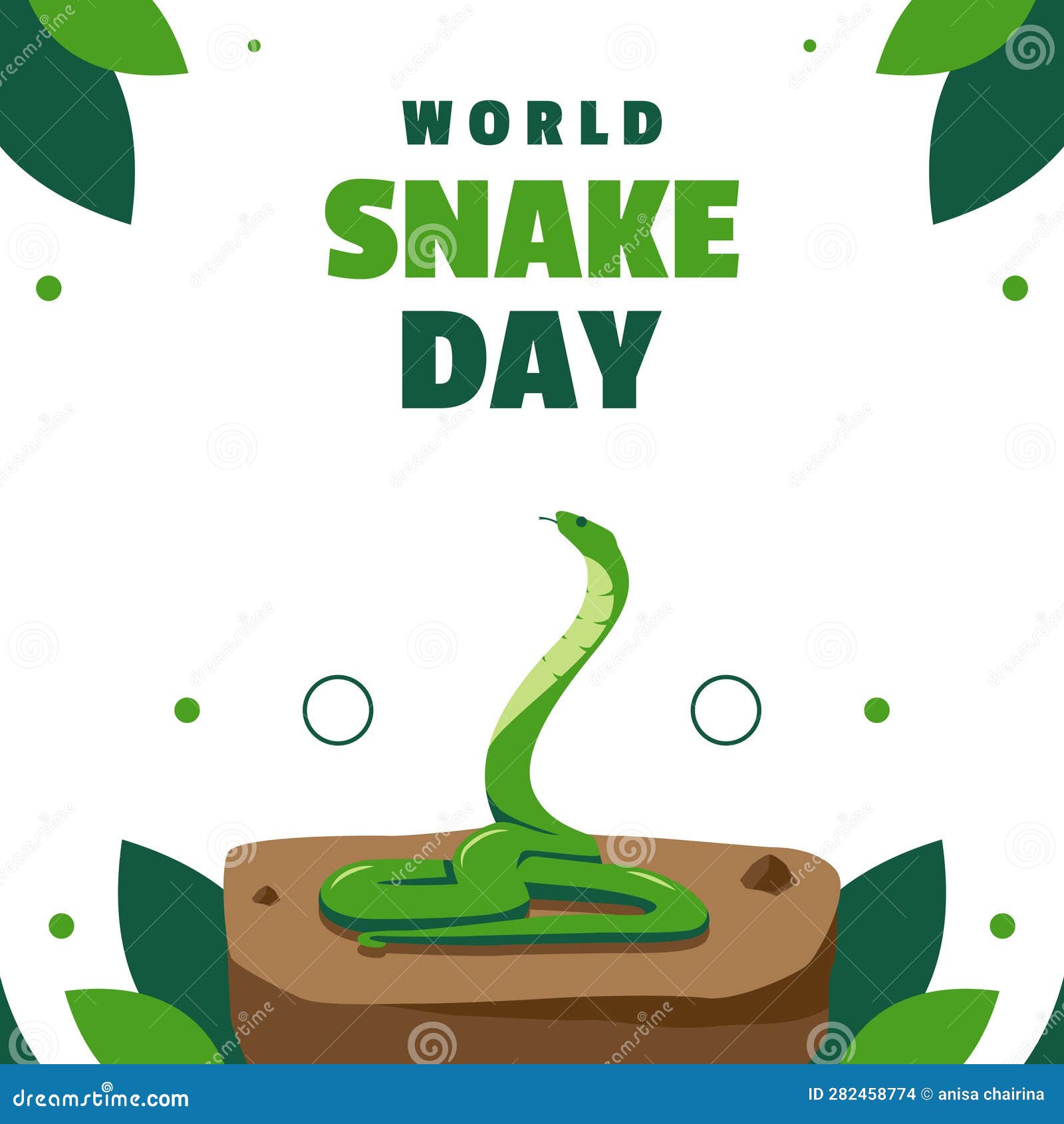 Snake Day Flat Illustration Event Stock Vector - Illustration of ...