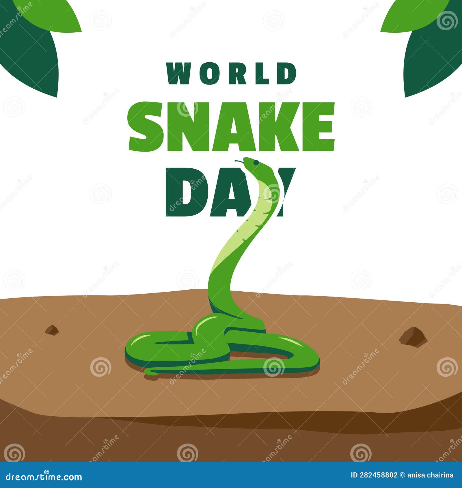 Snake Day Flat Illustration Event Stock Vector - Illustration of world ...