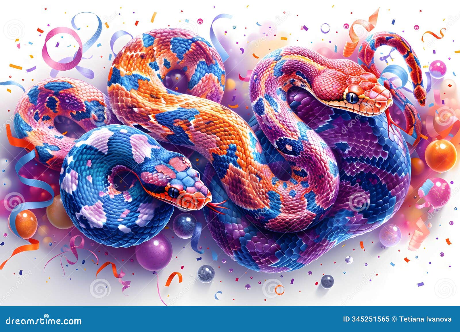 Snake Day Poster with Banner and Balloons Stock Illustration ...