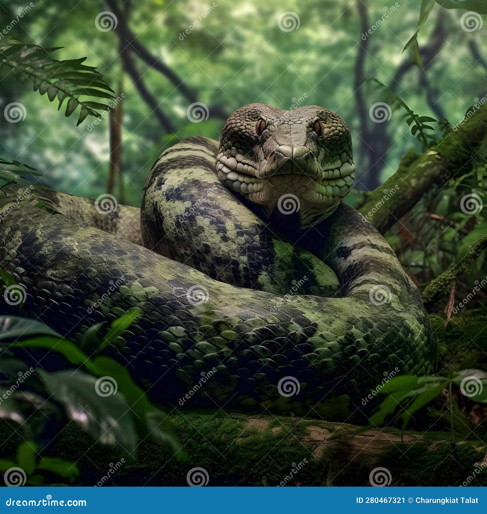 The Snake in Deep Forest Graphic Illustration Stock Illustration ...