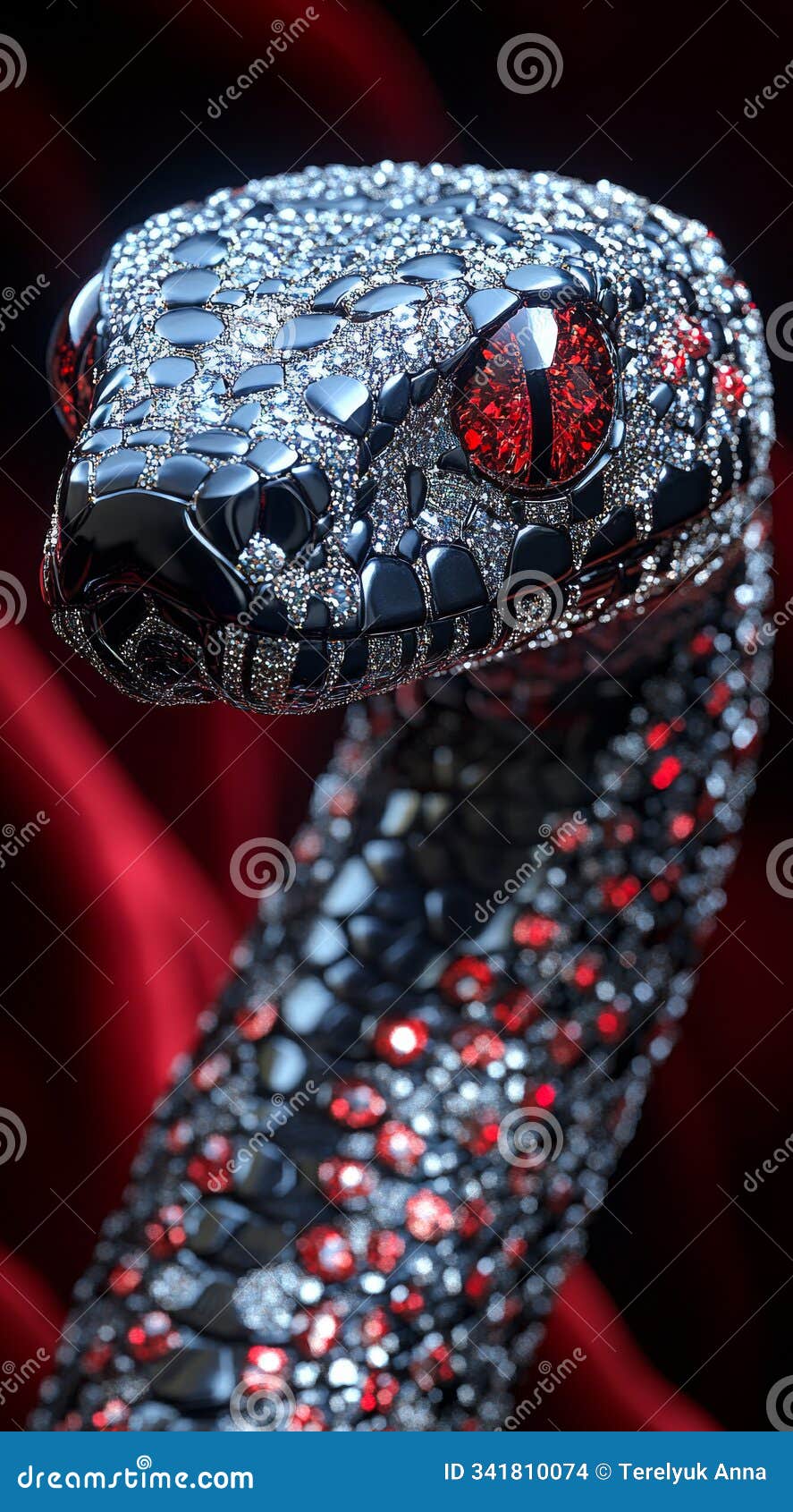 A Snake with a Diamond Pattern on Its Head and Red Eyes Stock Photo ...