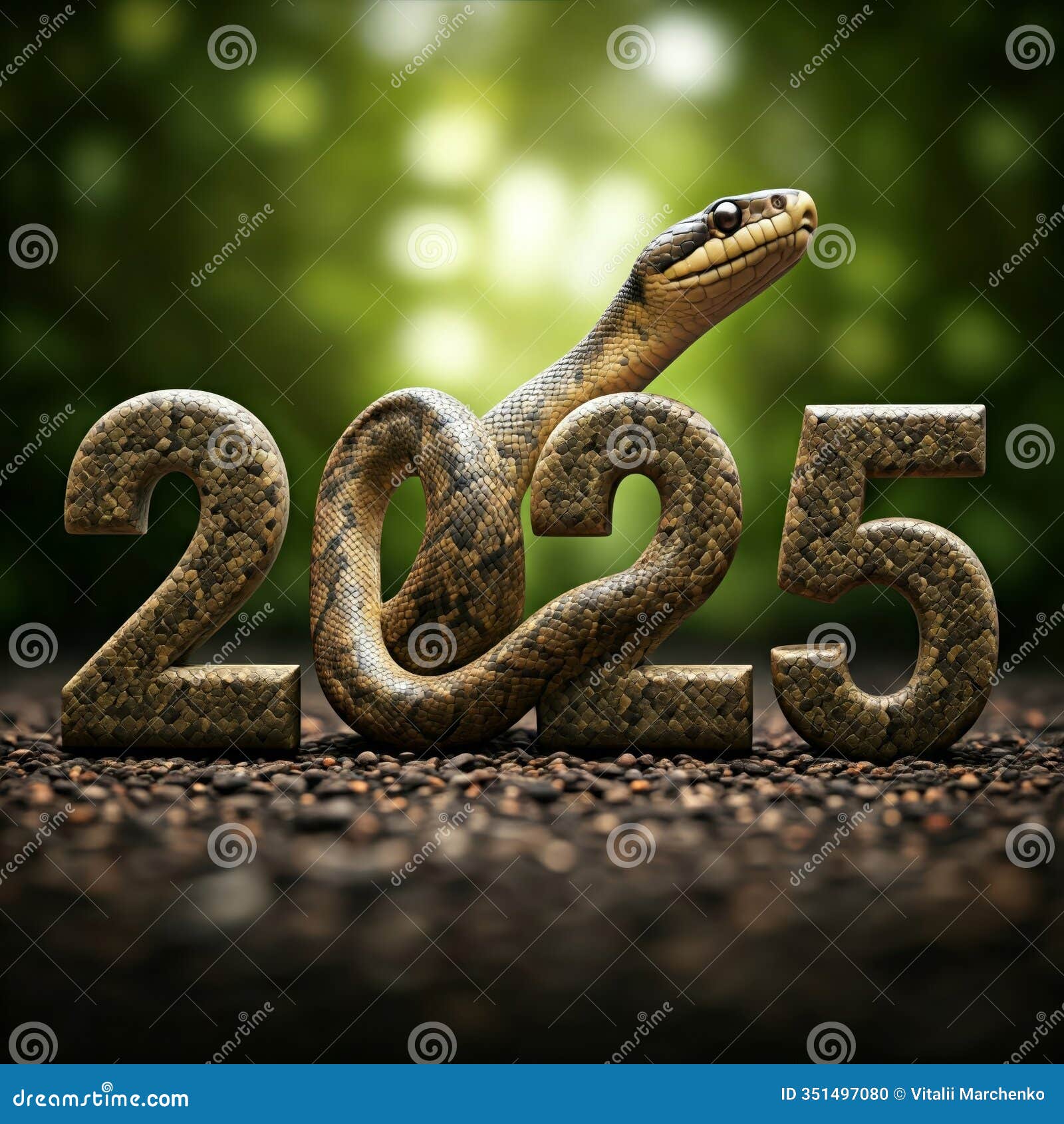 Snake Emerging from 2025 Numbers in a Natural Setting Stock ...
