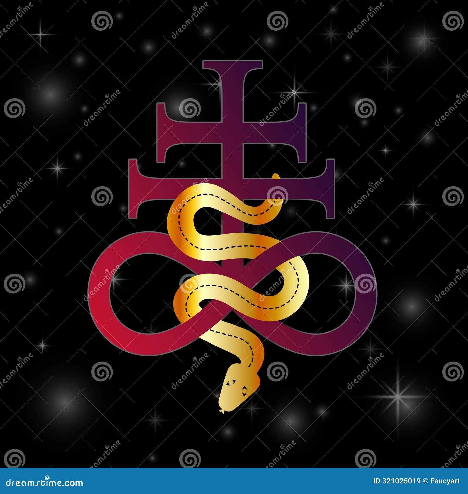Snake Engulfing The Leviathan Cross Sorcery Symbol Cartoon Vector ...