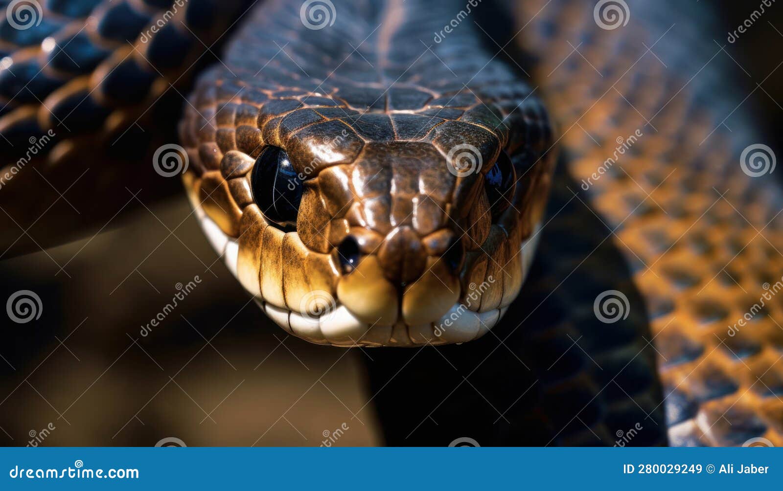 A Snake Face in a Grassland Ai, Ai Generative, Illustration Stock ...