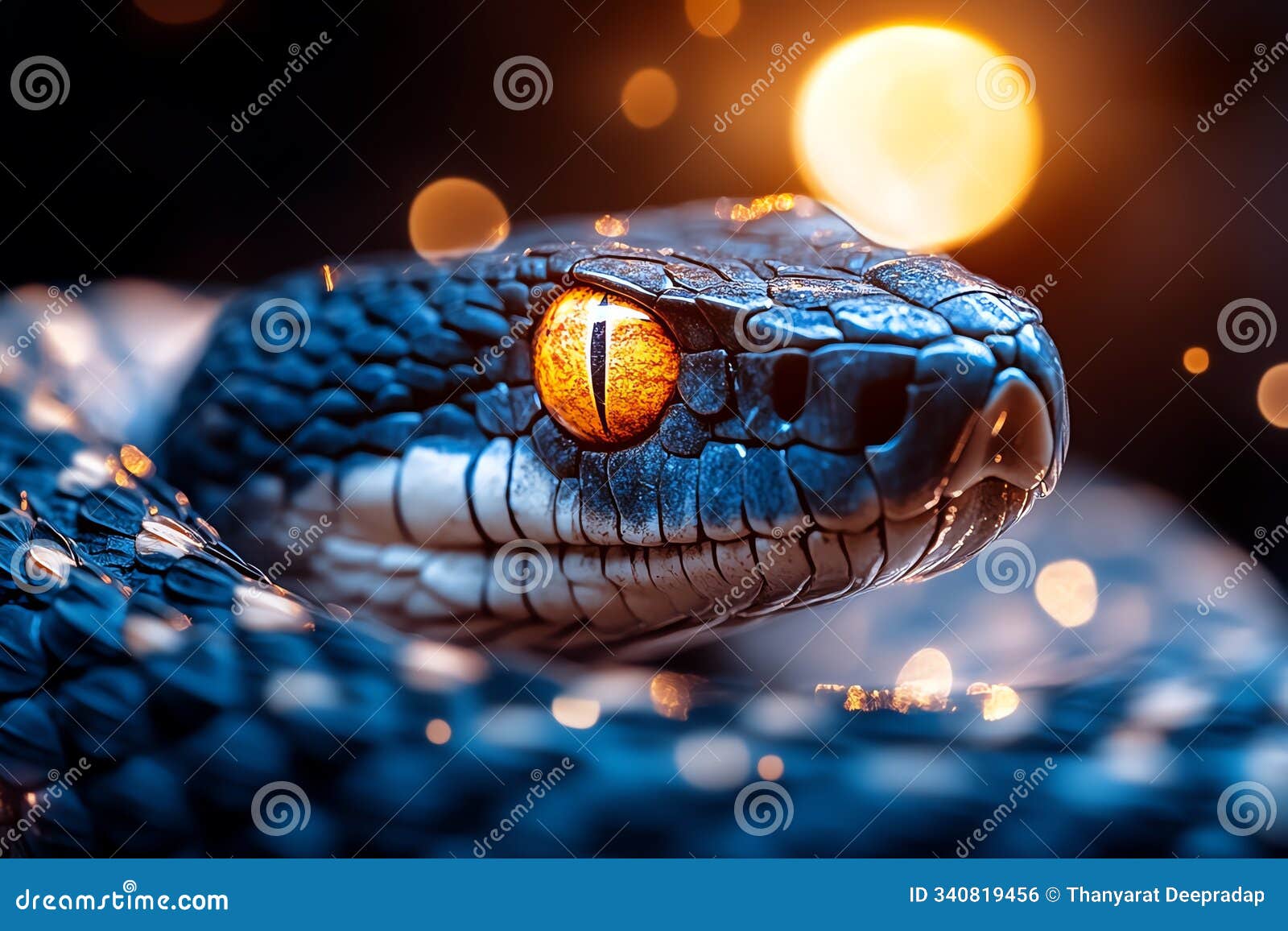 Snake Fangs, Mystery, and Night Visualized in a Nighttime Scene Stock ...