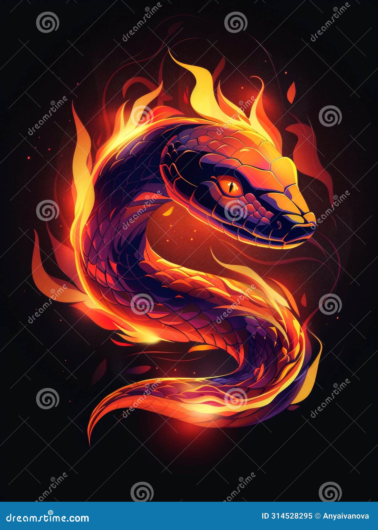 A Snake with Fire Coming Out of Its Mouth, a Magical Creature Made of ...