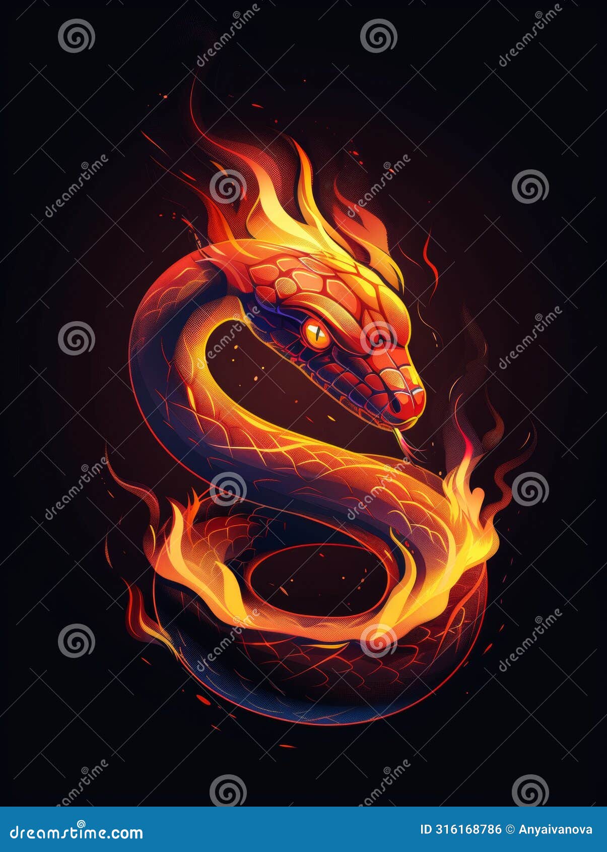 A Snake with Fire Coming Out of it S Mouth, a Magical Creature Made of ...