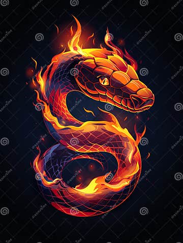 A Snake with Fire on it S Head, a Magical Creature Made of Fire Stock ...