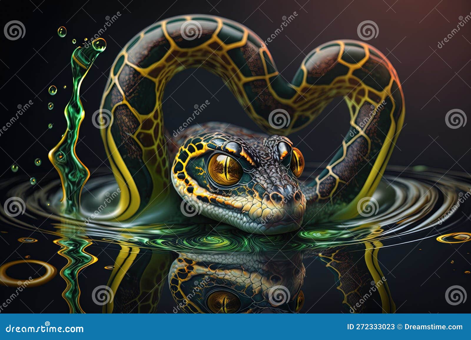 A Snake is Floating in the Water with Its Head Above the Water S ...