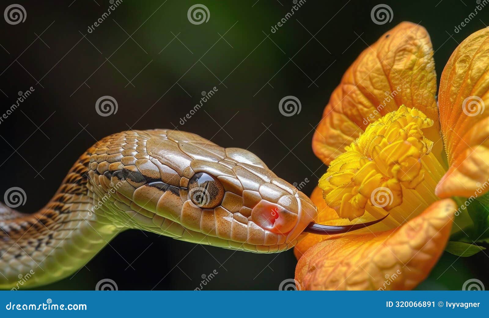 Snake with a flower stock image. Image of wildlife, outdoor - 320066891
