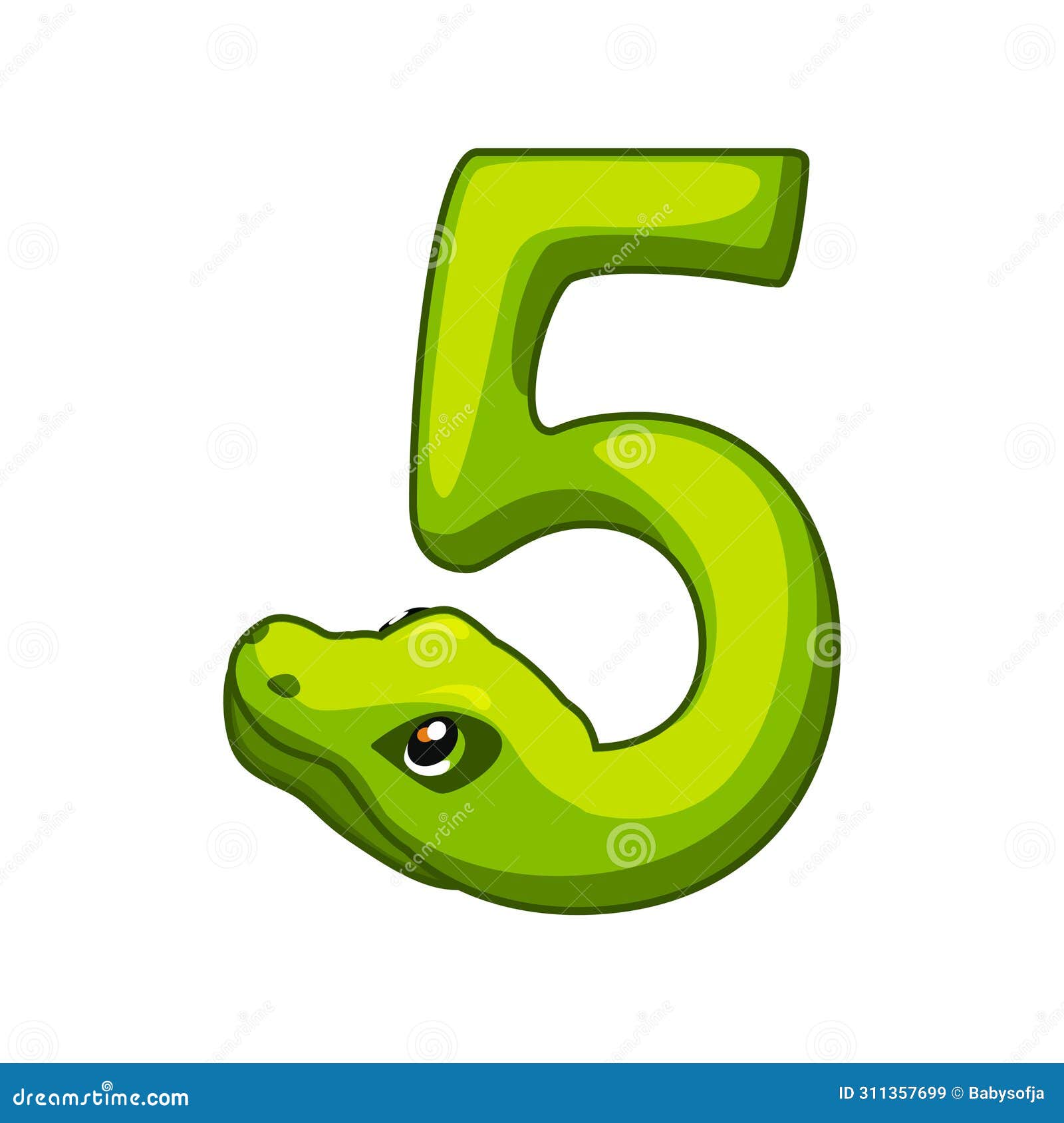 Snake font. Digit 5 stock vector. Illustration of wildlife - 311357699