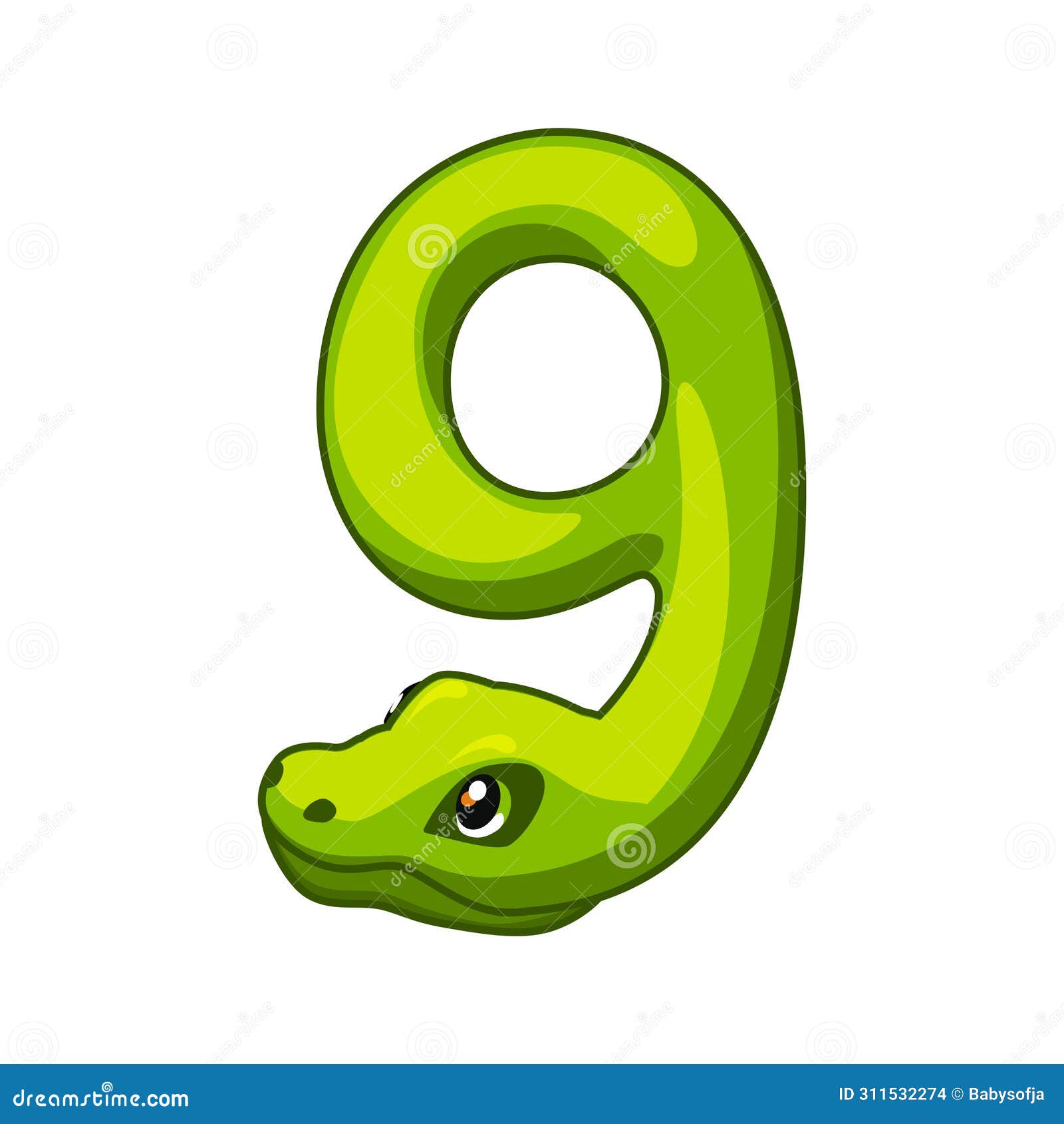 Snake font. Digit 9 stock vector. Illustration of symbol - 311532274