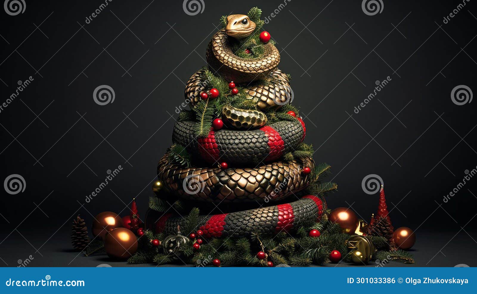 Snake in the Form of a Christmas Tree Stock Illustration - Illustration ...