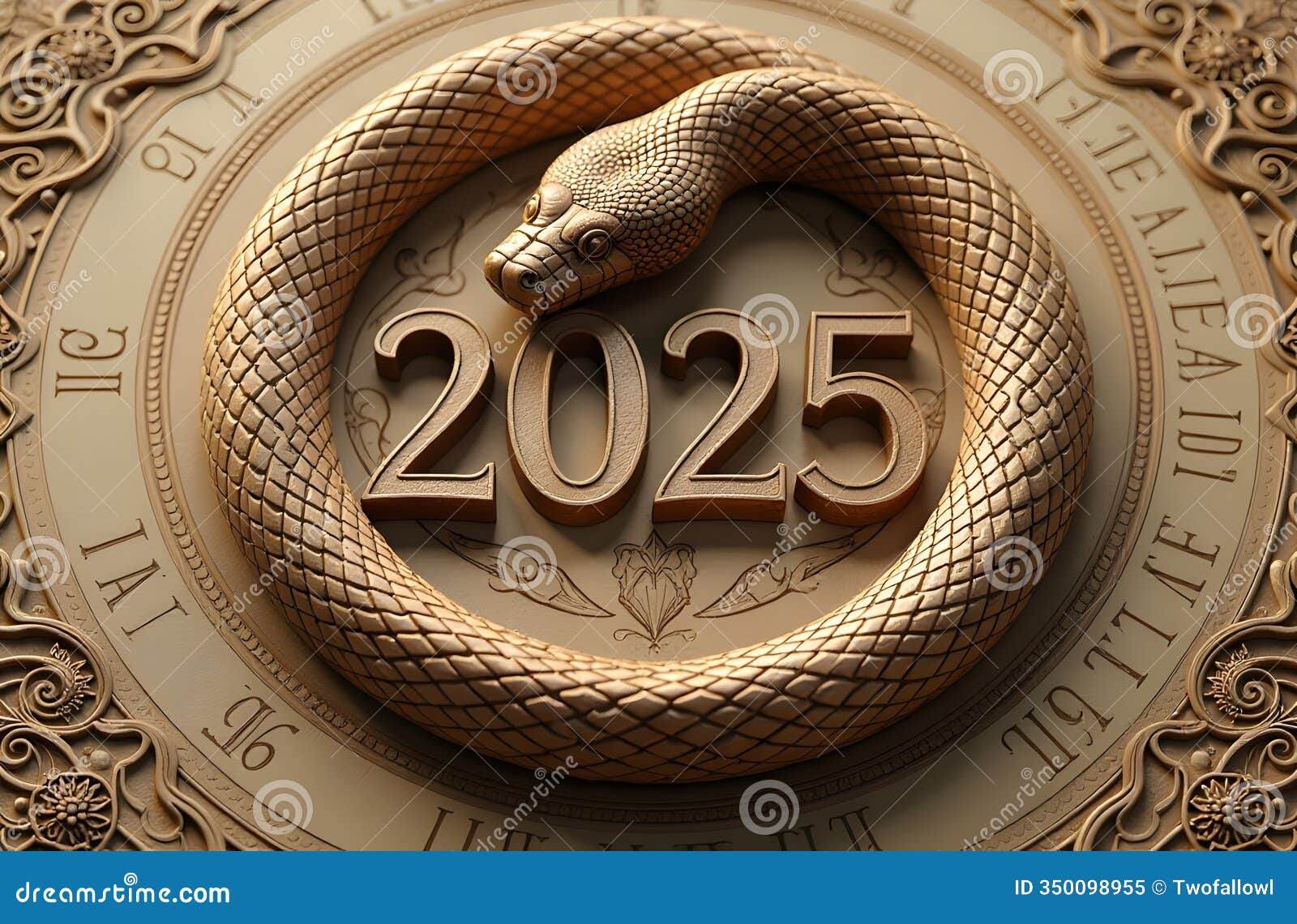 A Snake Forms A Circular Shape, Symbolizing The Eternal Cycle Of Time ...