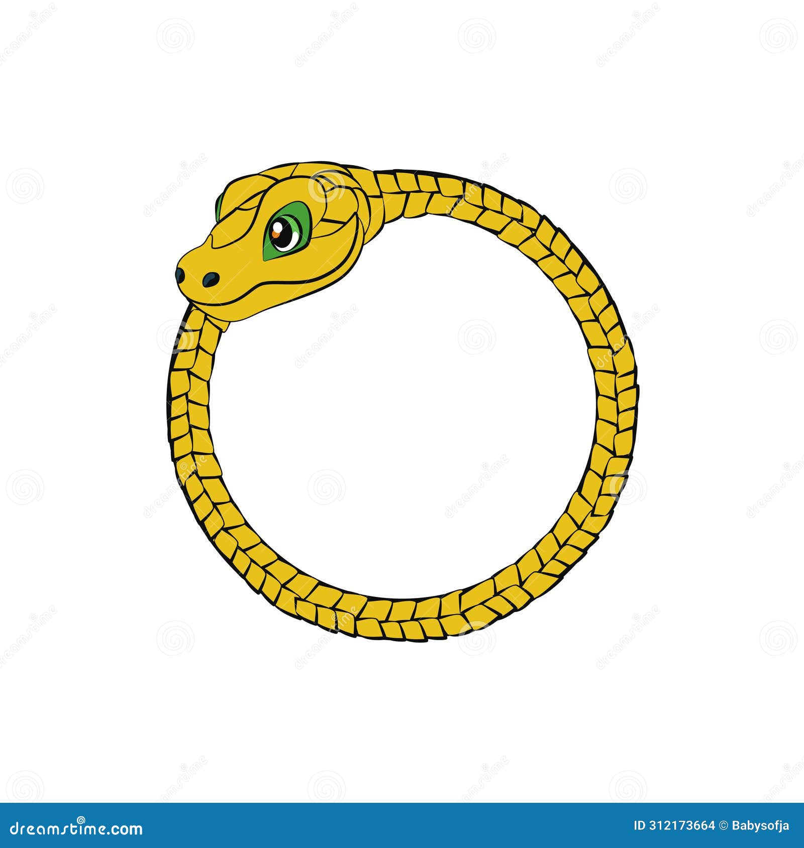 Snake Frame. Cartoon Snake Curled in a Ring Stock Vector - Illustration ...
