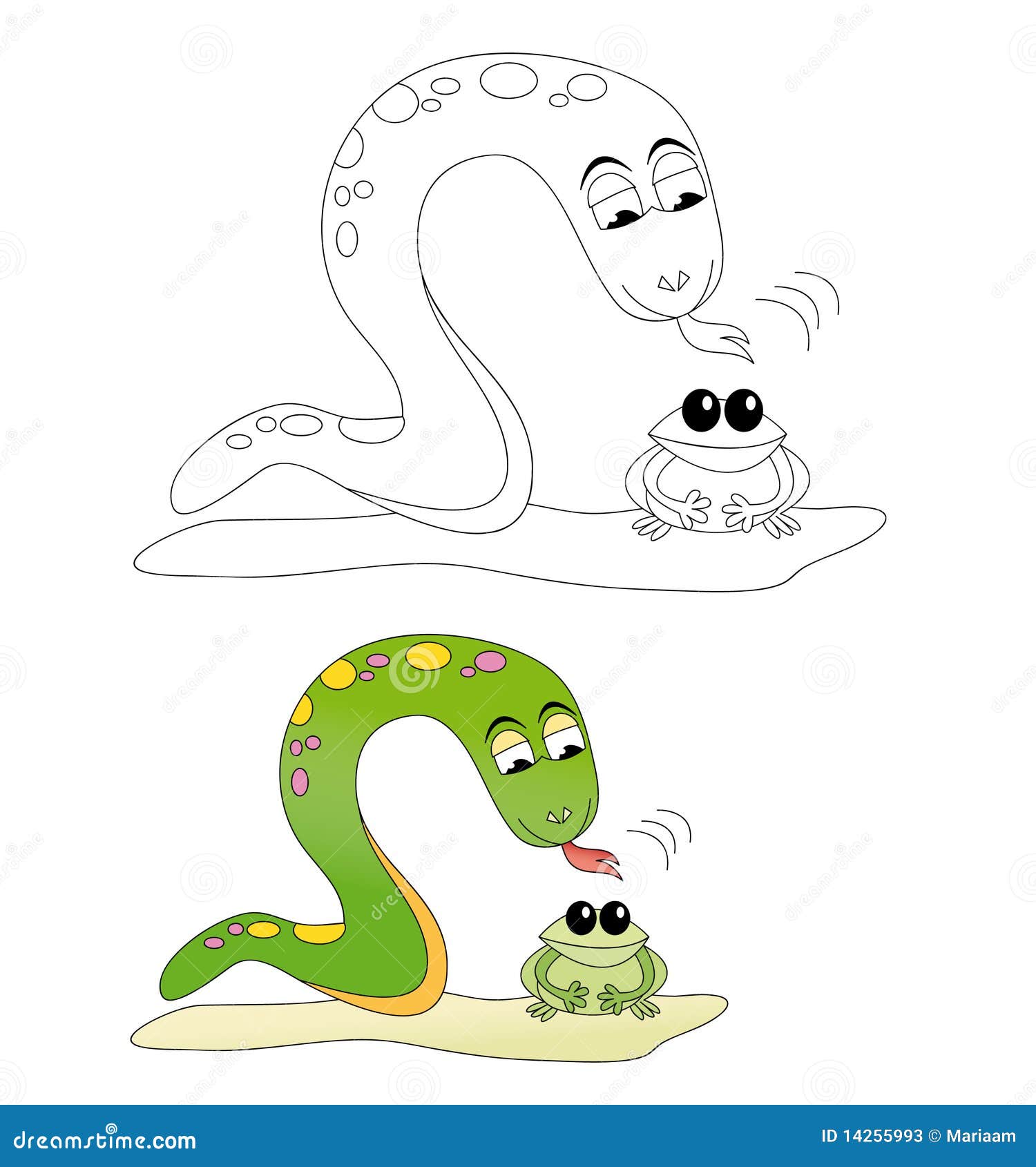 Snake & frog cartoon stock illustration. Illustration of coloring ...
