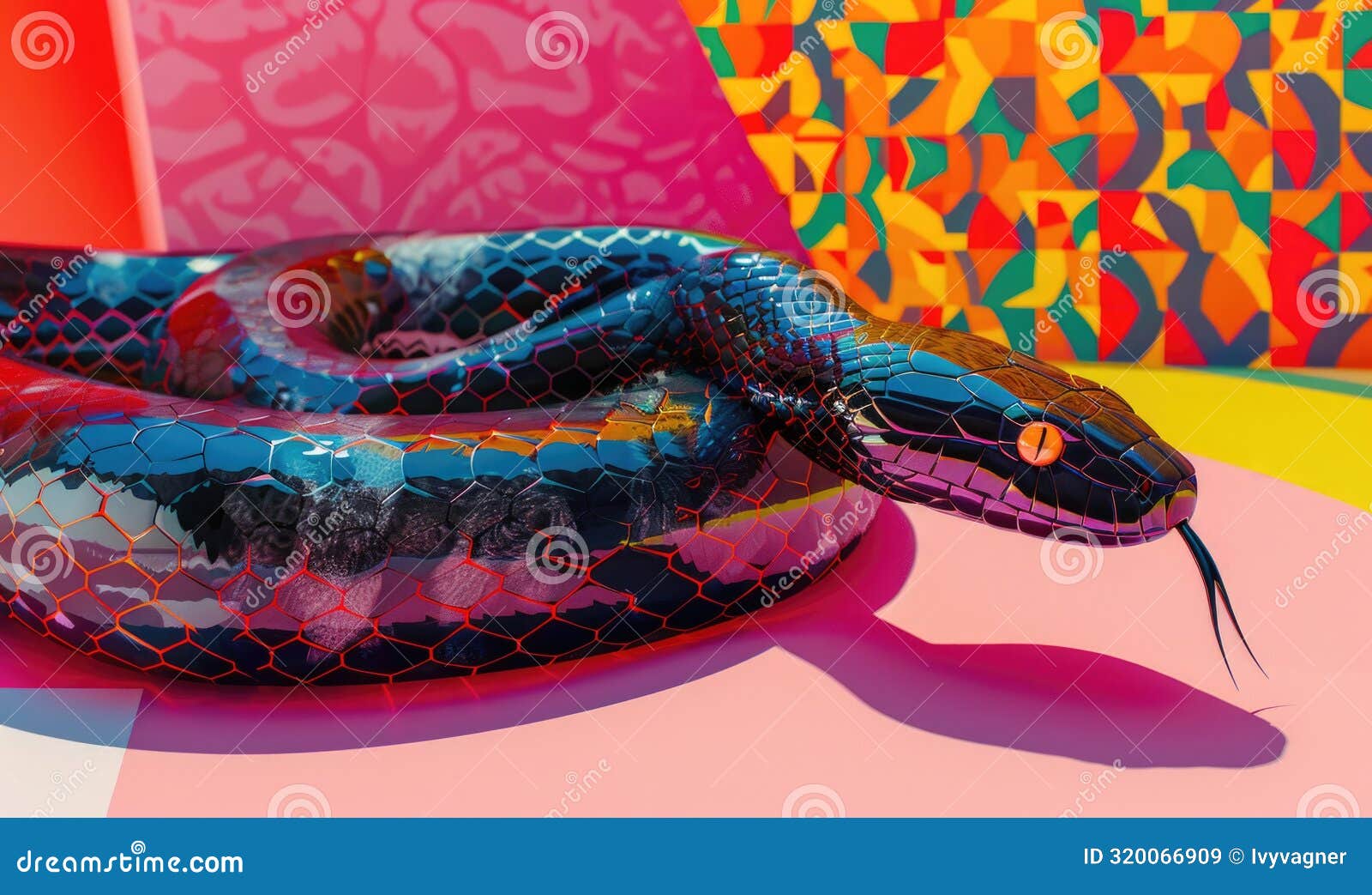 Snake with Geometric Shapes Stock Image - Image of macro, poison: 320066909