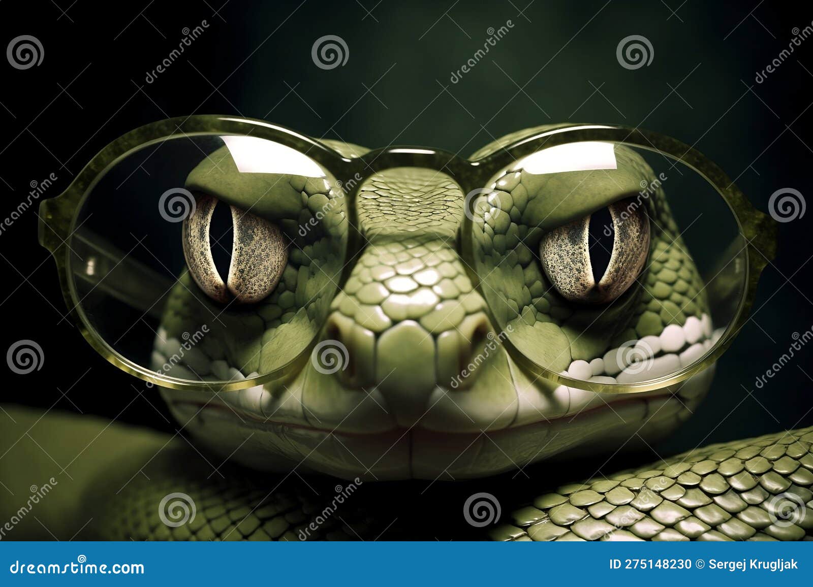 Snake in Glasses: AI-generated Photo Stock Illustration - Illustration ...