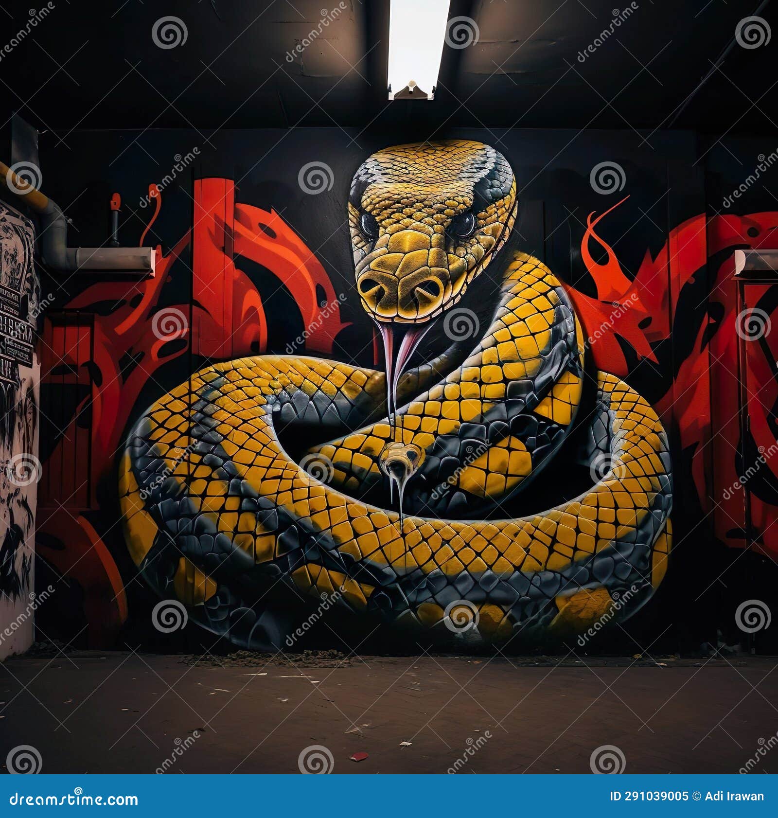 Snake Graffiti Paint on the Wall Stock Image - Image of mythology, poster: 291039005