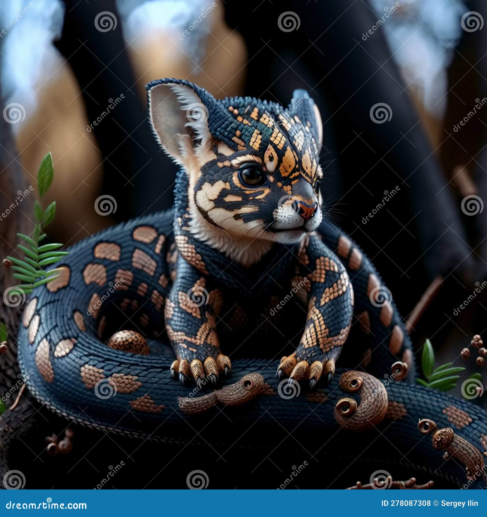 Snake with the Head of a Mouse. Generative AI Stock Illustration ...