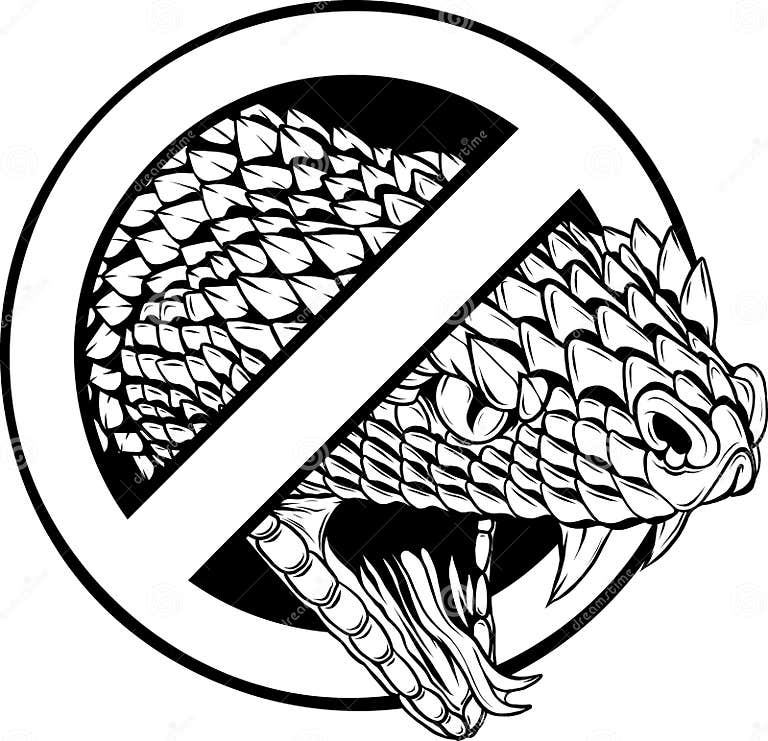 Snake Head Outline in Black and White Stock Illustration - Illustration ...
