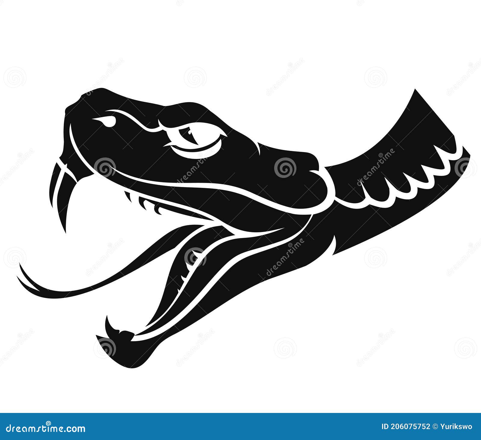 Snake head tattoo stock vector. Illustration of poison - 206075752
