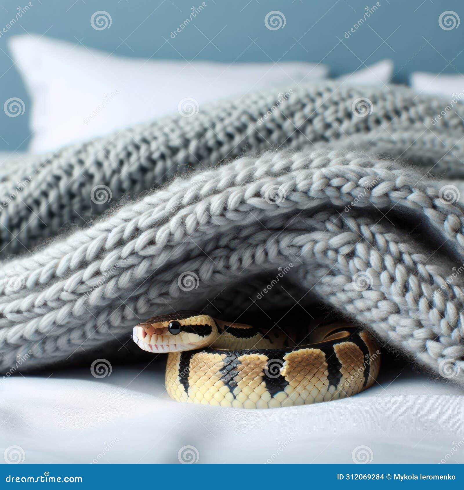 The Snake Hid Under the Covers on the Bed. Stock Illustration ...
