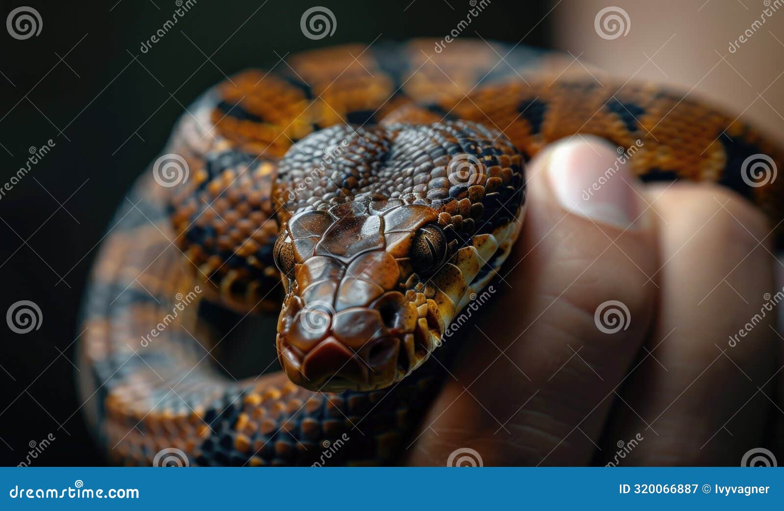 Snake on human hand stock illustration. Illustration of scale - 320066887