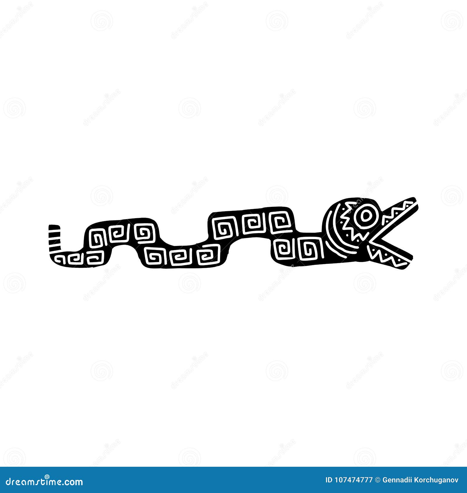 Snake icon Aztec stock vector. Illustration of engraving - 107474777