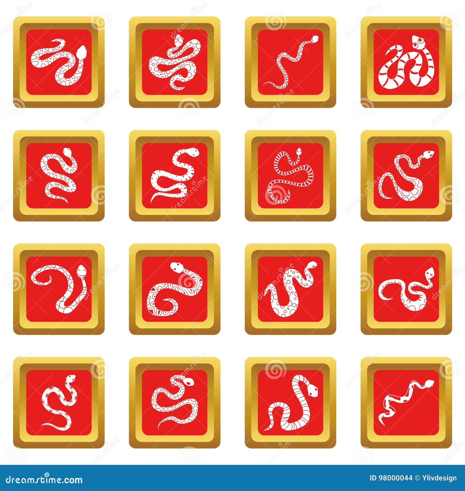 Snake icons set red stock vector. Illustration of design - 98000044
