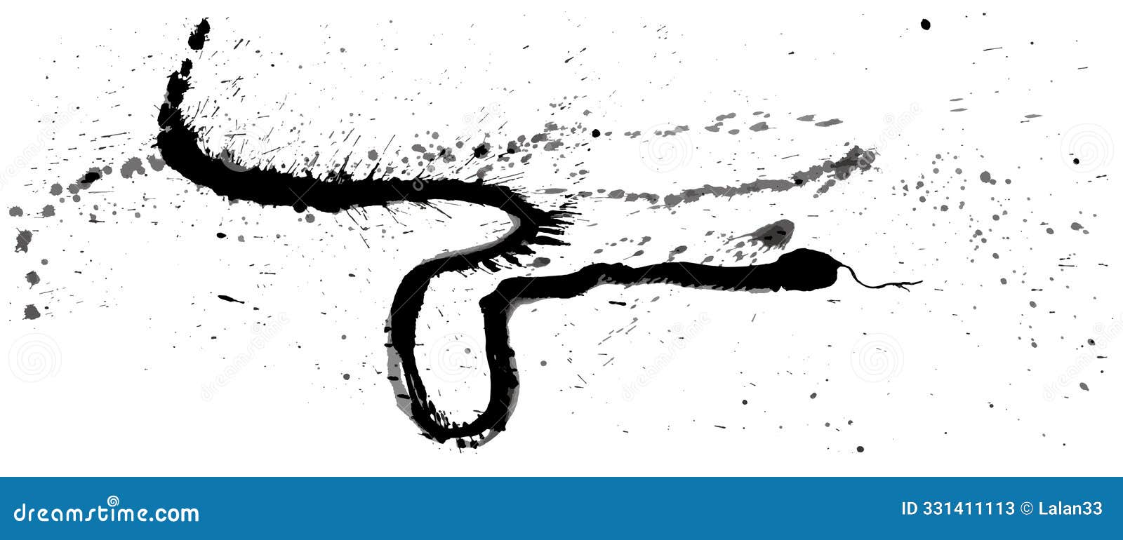 Snake with Ink Splash. Brush Stroke Illustration Stock Illustration ...