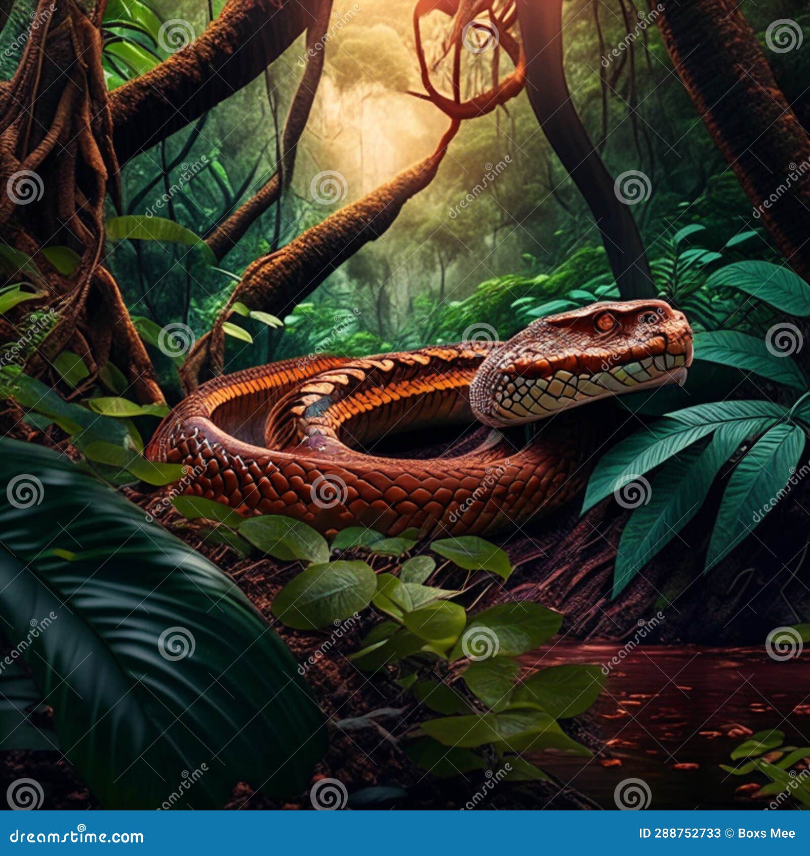 Snake in the Jungle. Snake in the Jungle Stock Illustration ...
