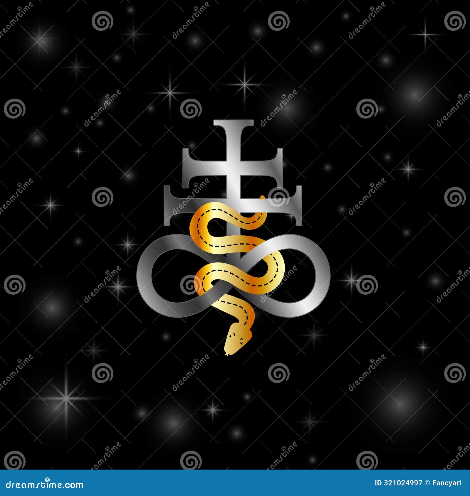 Snake and the Leviathan Cross Alchemy Symbol Stock Vector ...