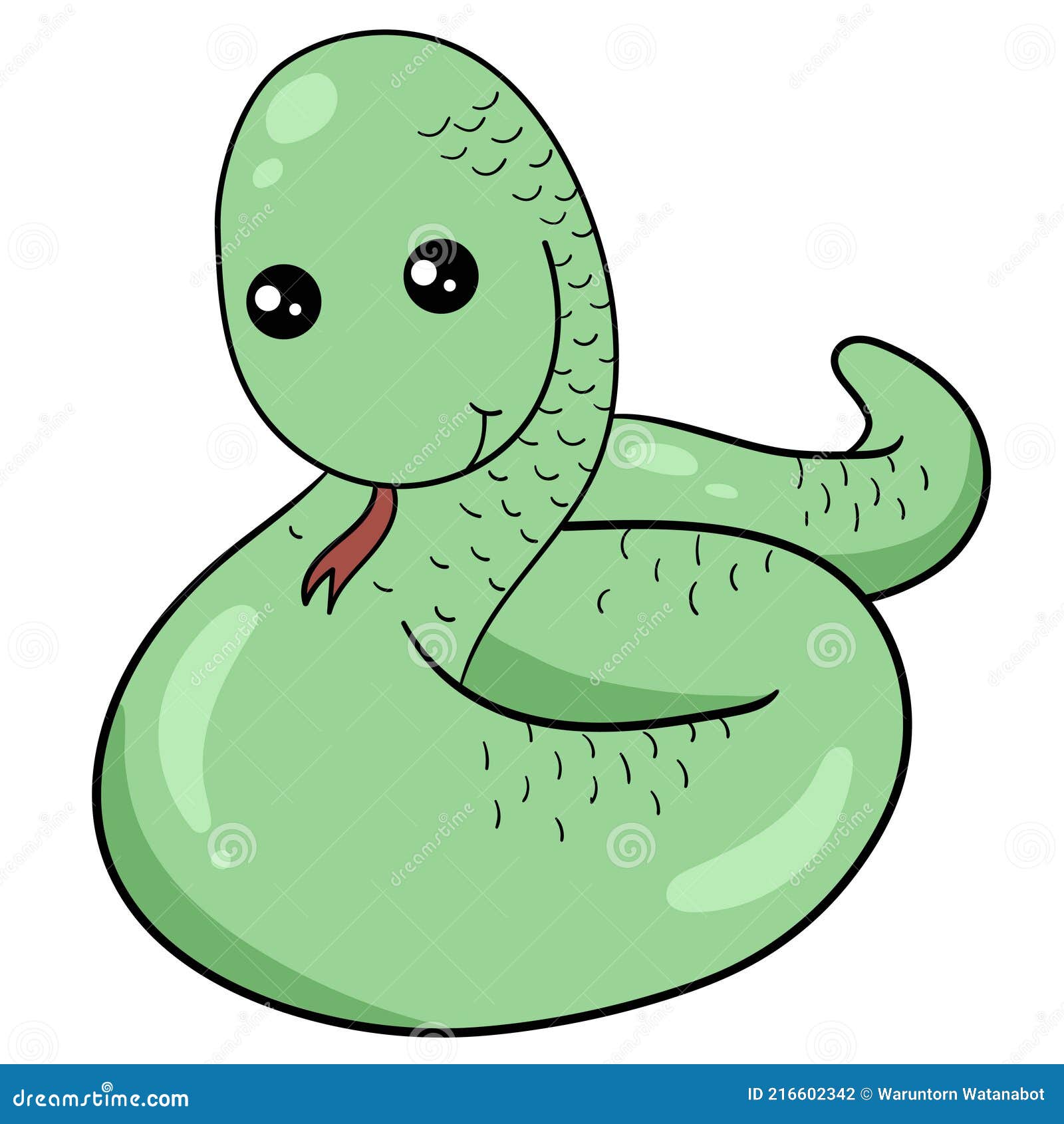 Cute Snake Line Art Cartoon Vector Stock Vector - Illustration of ...