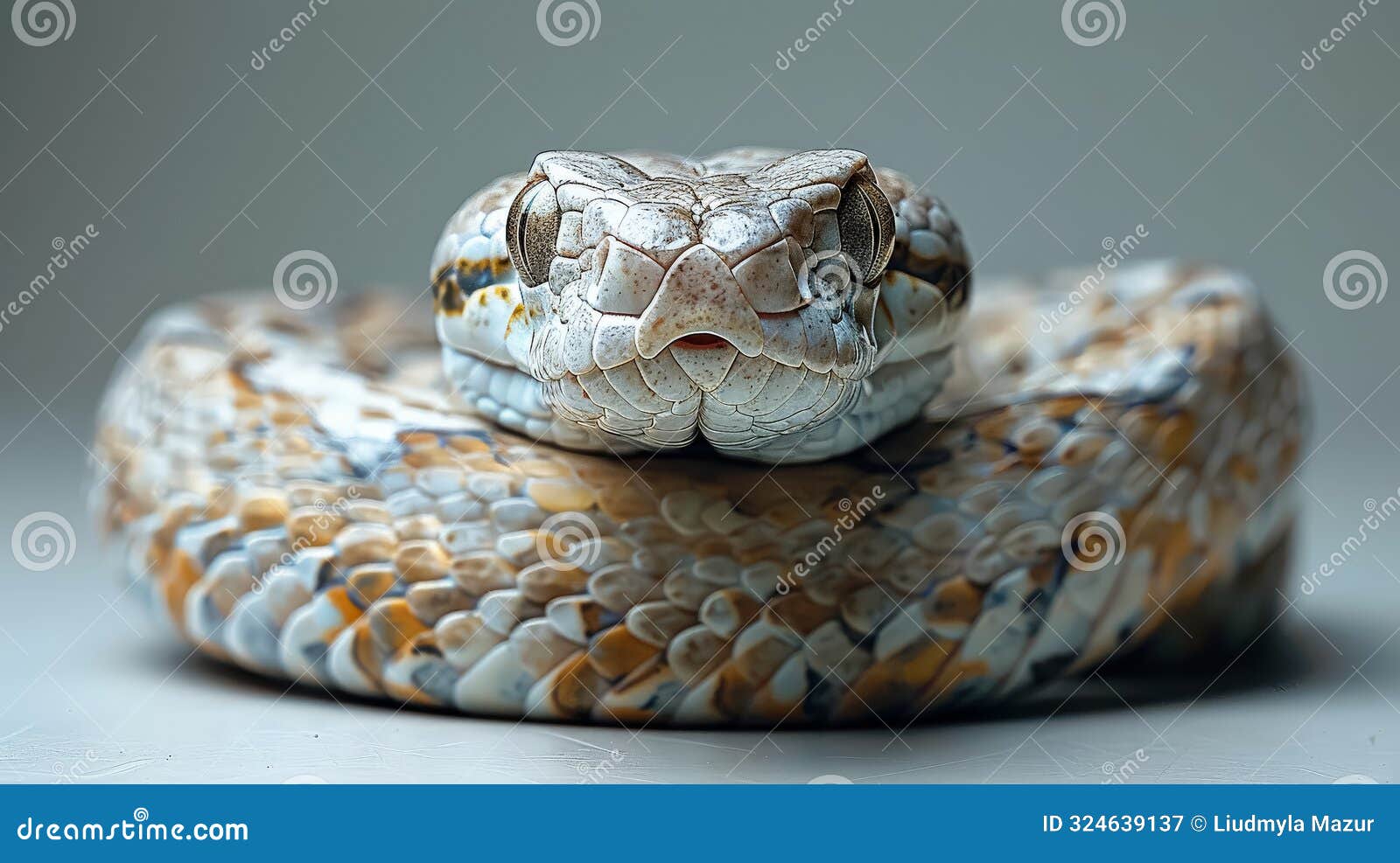 A Snake is Laying on Its Side on a White Surface Stock Image - Image of ...