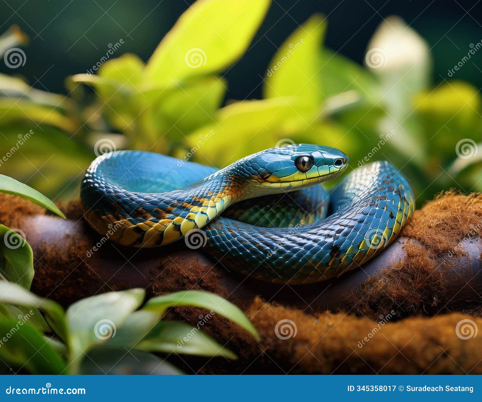 A snake on the tree stock illustration. Illustration of endangered - 345358017