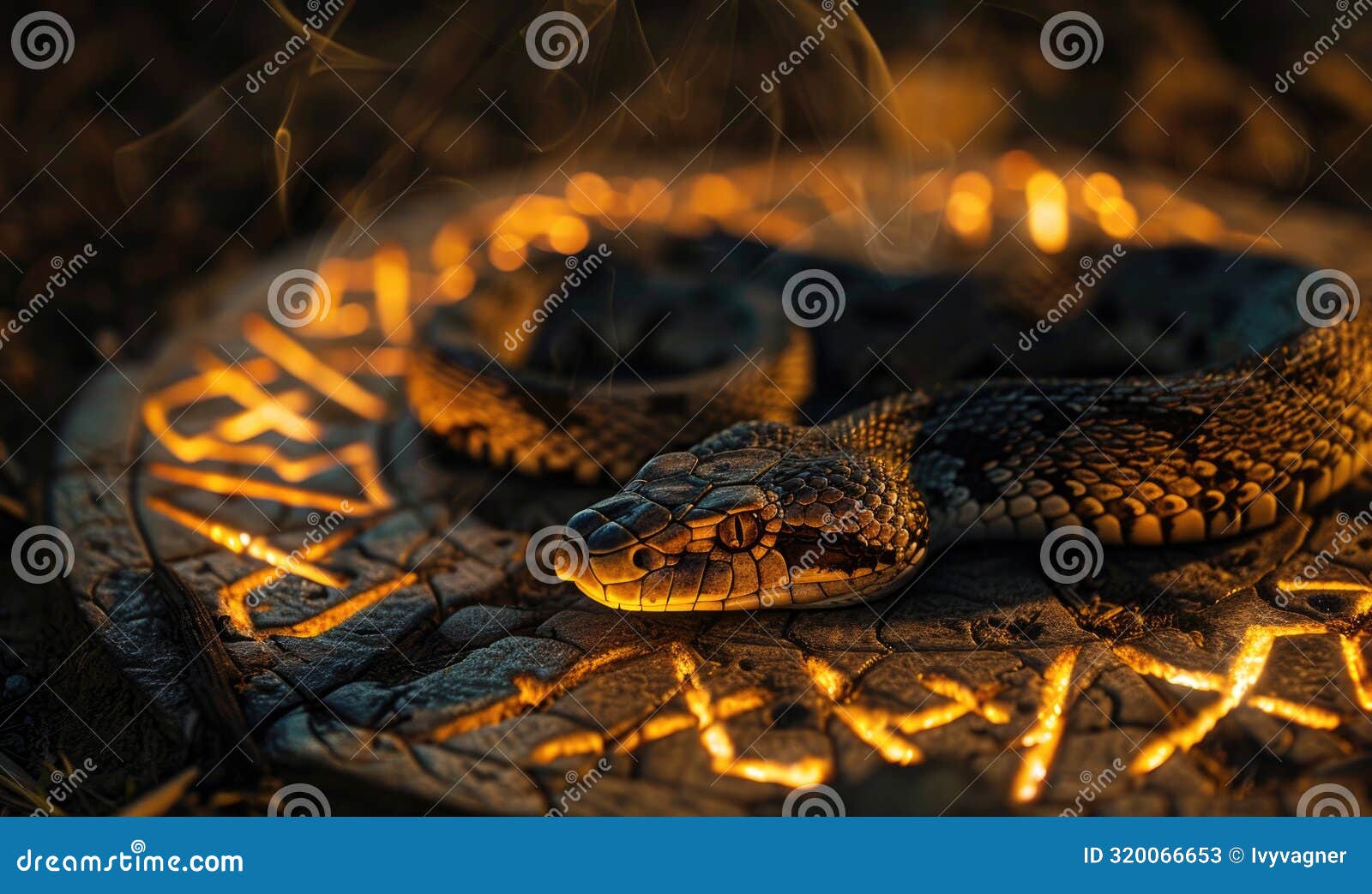 Snake in a magic circle stock illustration. Illustration of macro ...