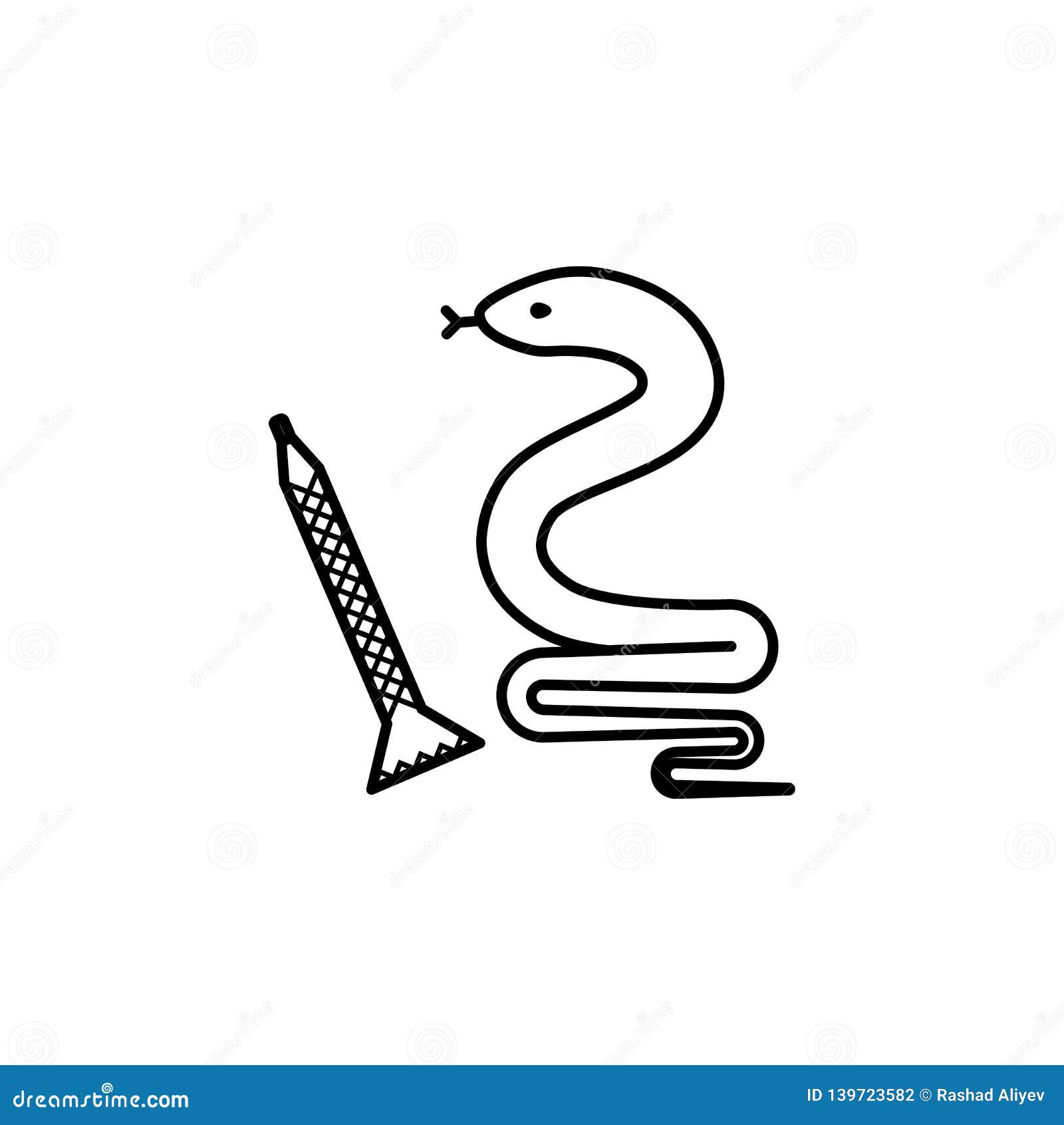 Snake And Magic Symbols Watercolor Illustration. Hand Drawn Clipart Set ...