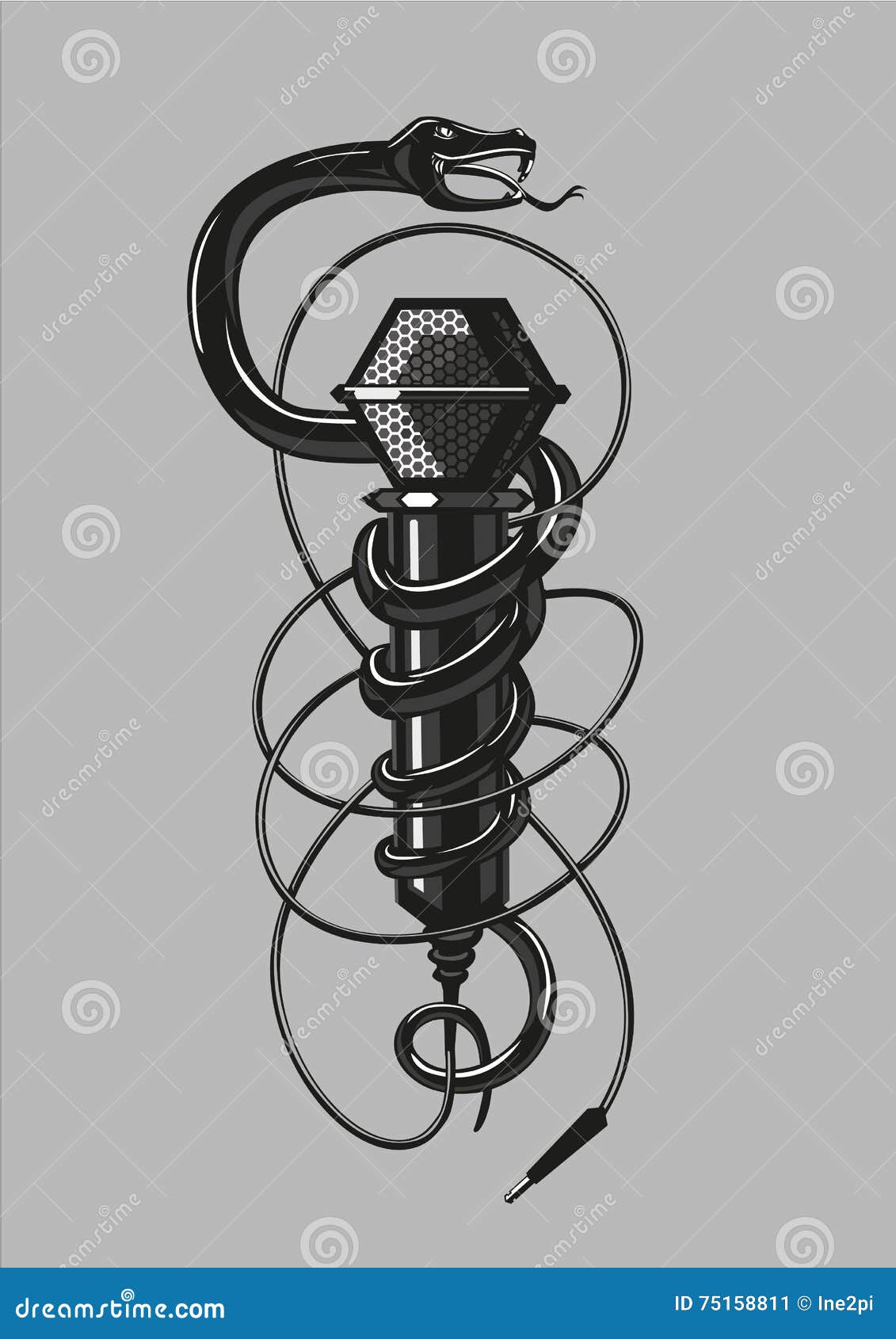 Snake with a Microphone. Rock Music Poster Stock Vector - Illustration ...