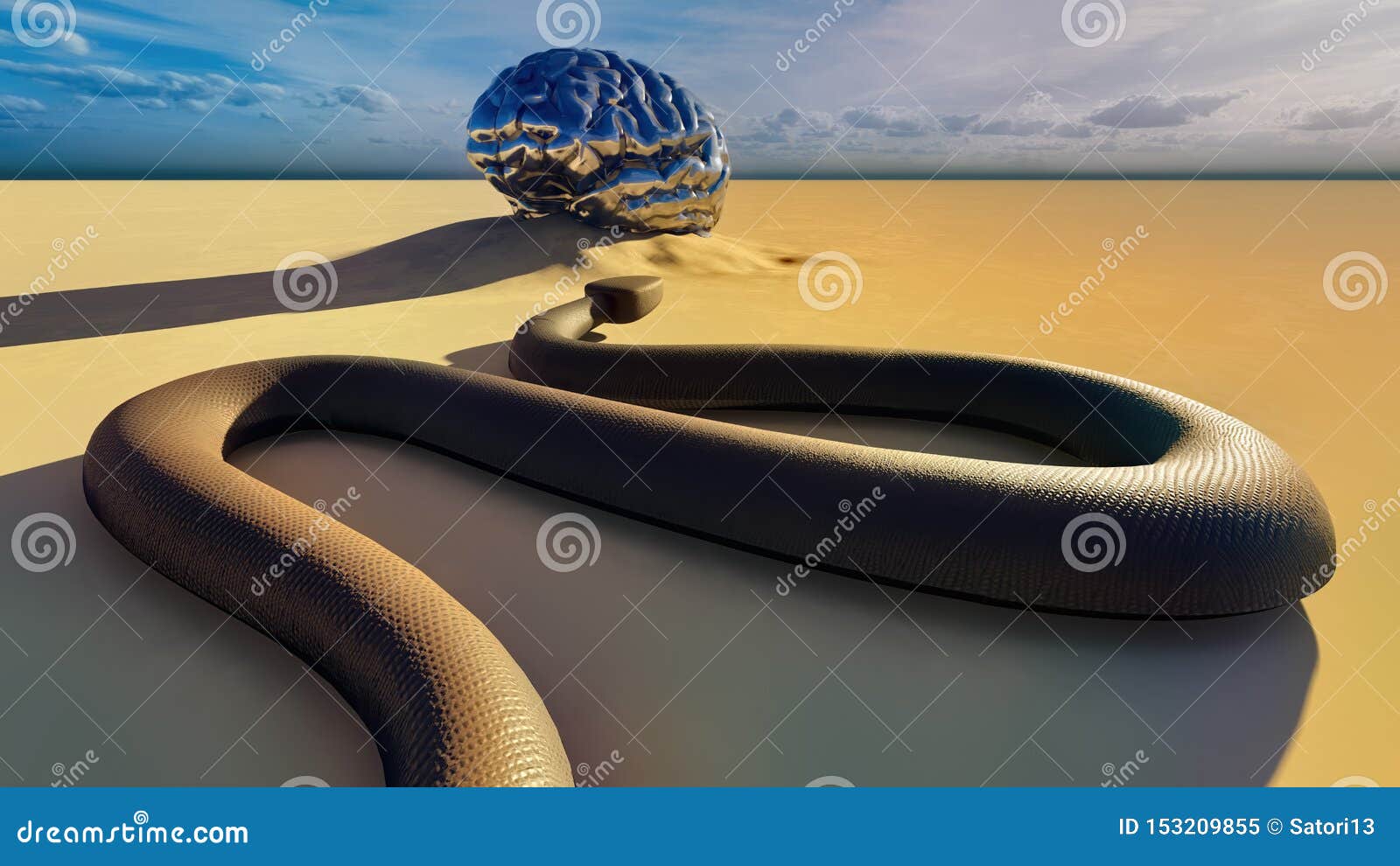 Snake and Mind - Creative Concept 3 Rendering Stock Image - Image of ...