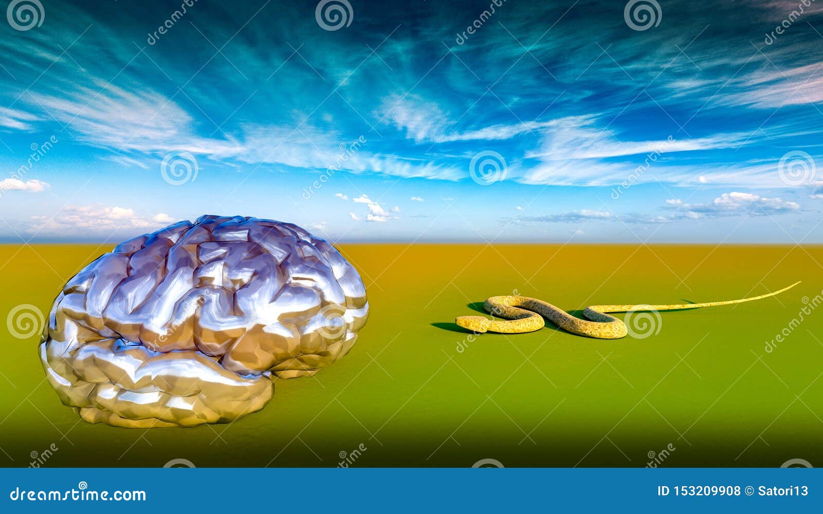 Snake and Mind - Creative Concept 3 Rendering Stock Photo - Image of ...