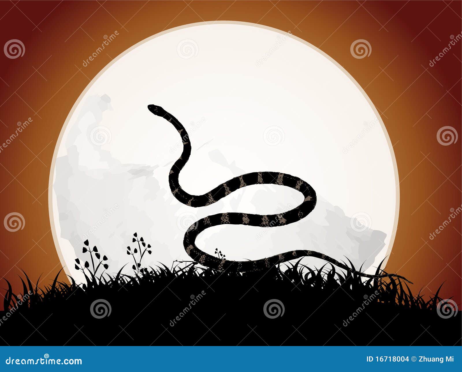 Snake in the moon stock vector. Illustration of animal - 16718004