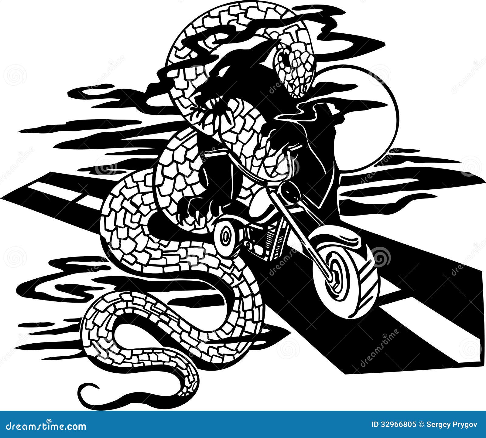 Snake and Motorcycle - Vector Illustration. Stock Vector - Illustration ...