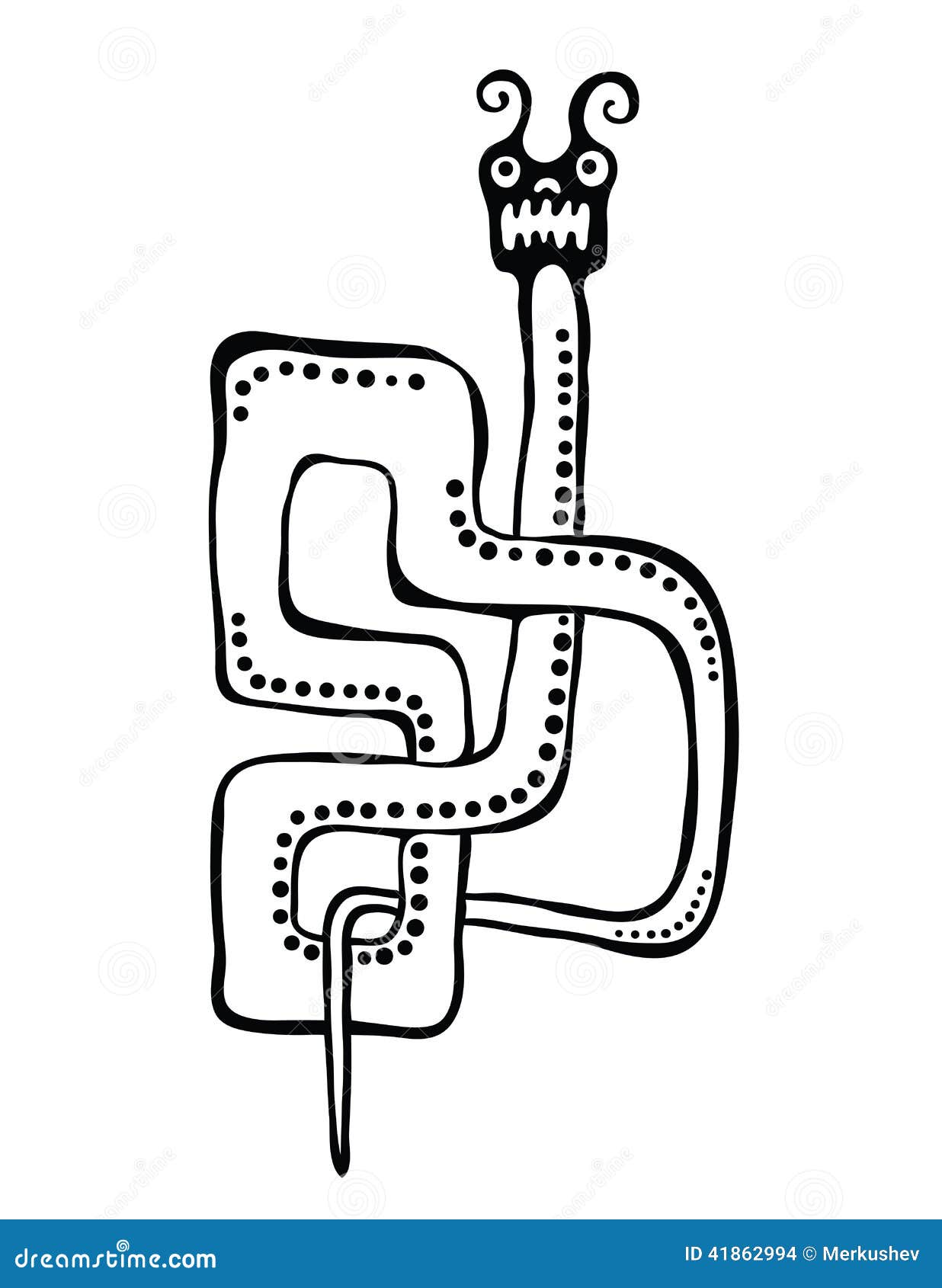 Snake in Native Style, Vector Illustration Stock Vector - Illustration ...