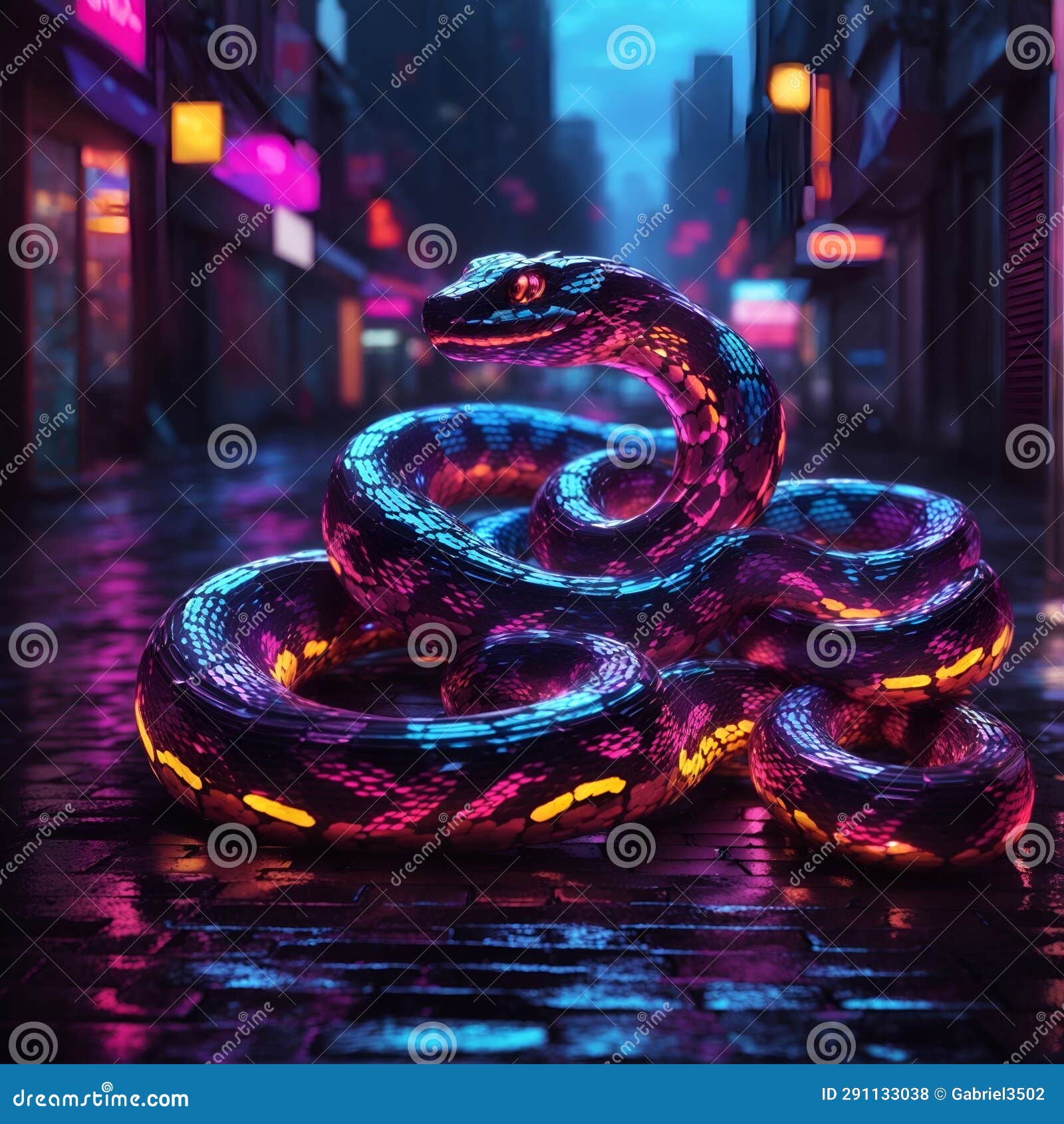 Snake in Neon Colors. Neon-Colored Snake. Stock Illustration ...