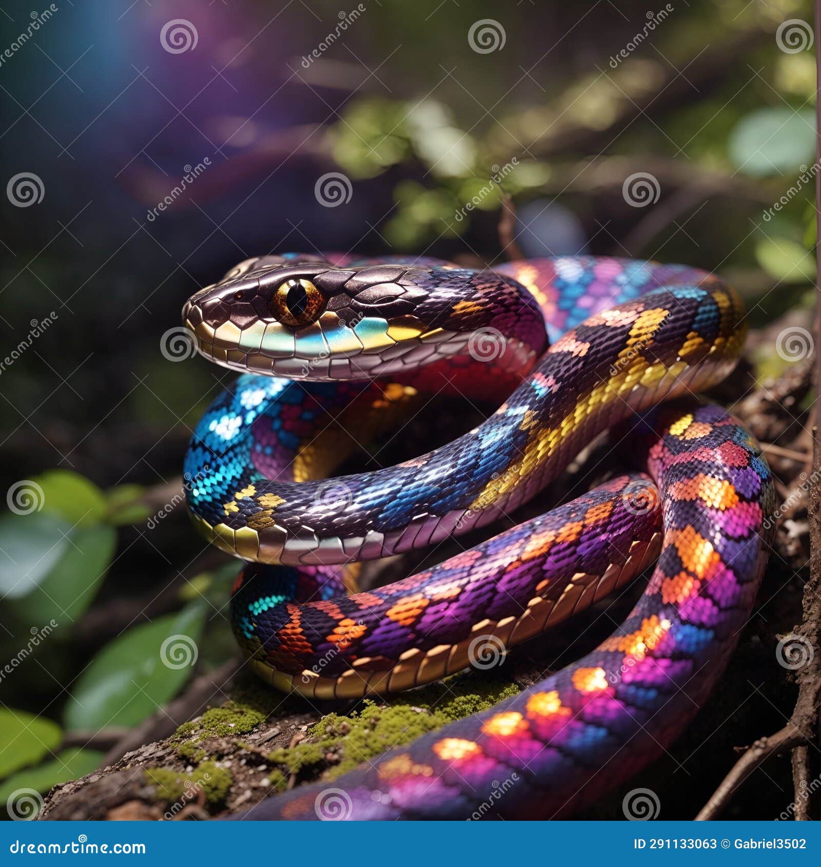 Snake in Neon Colors. Neon-Colored Snake. Stock Illustration ...